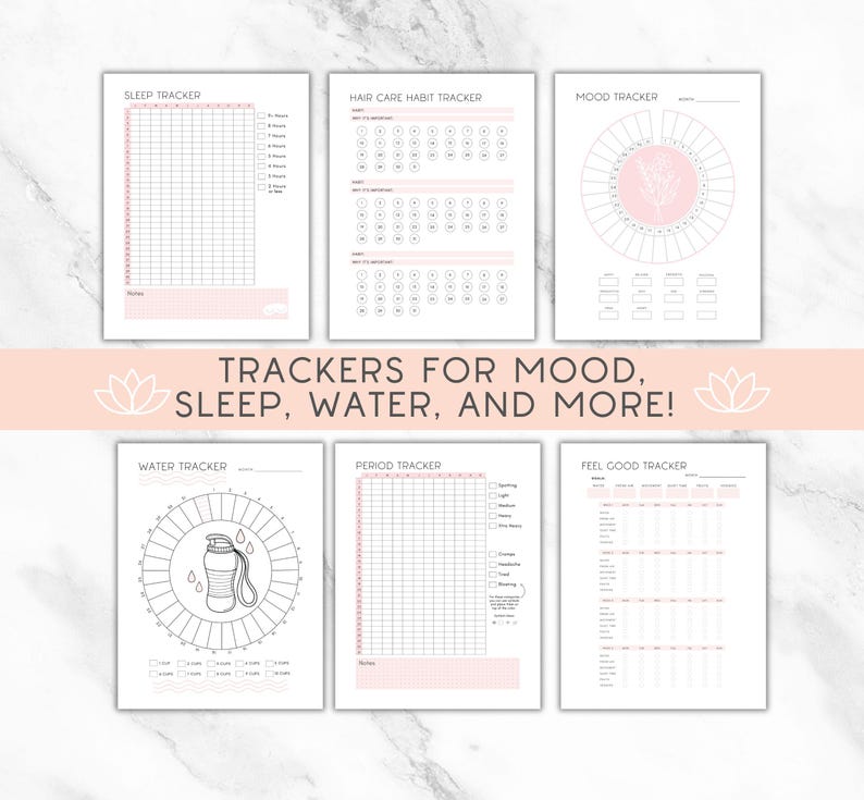 Self-care Planner Printable Wellness Planner Mood Tracker Water Tracker ...