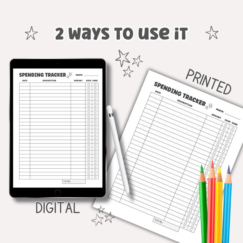 Printable Spending Tracker for Monthly Budget Expense Tracker Spending ...