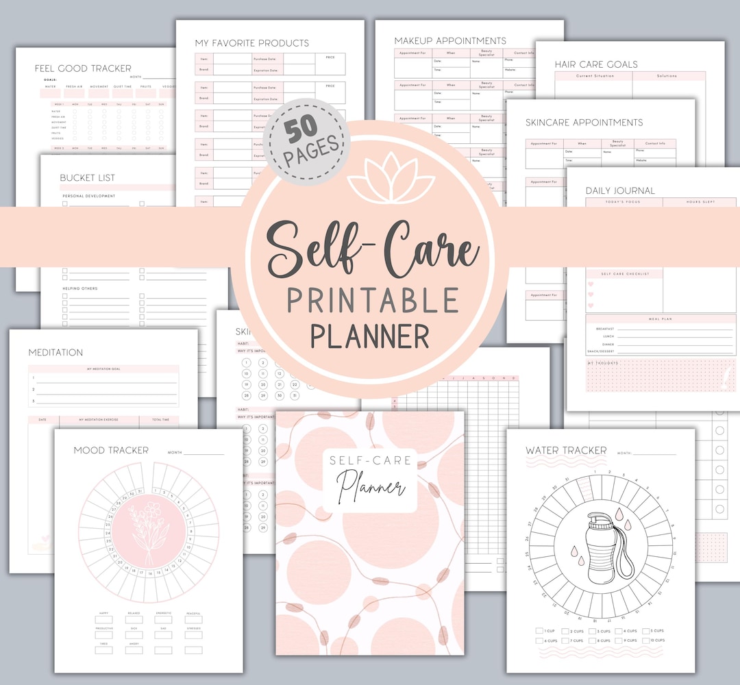 Self-care Planner Printable: Wellness, Mood & Water Tracker (PDF) - Etsy