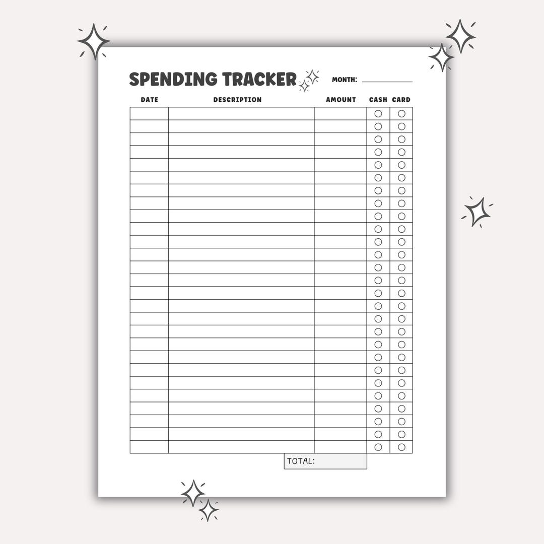 Printable Spending Tracker for Monthly Budget Expense Tracker Spending ...