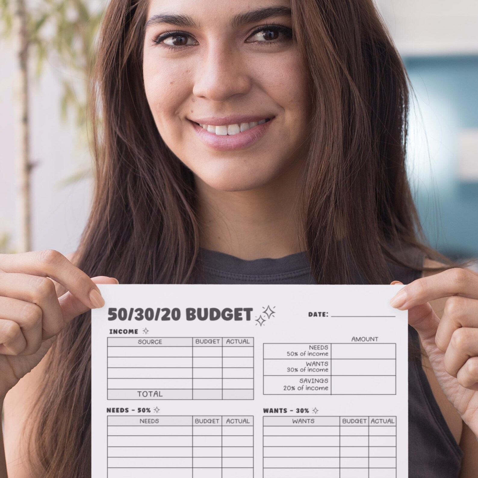 50/30/20 Budget Worksheet: Printable Monthly Finance Planner (PDF ...