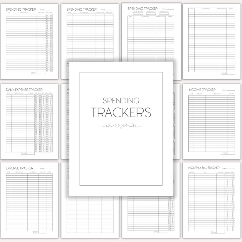 Printable Spending Tracker Planner Worksheets for Bullet Journal ...