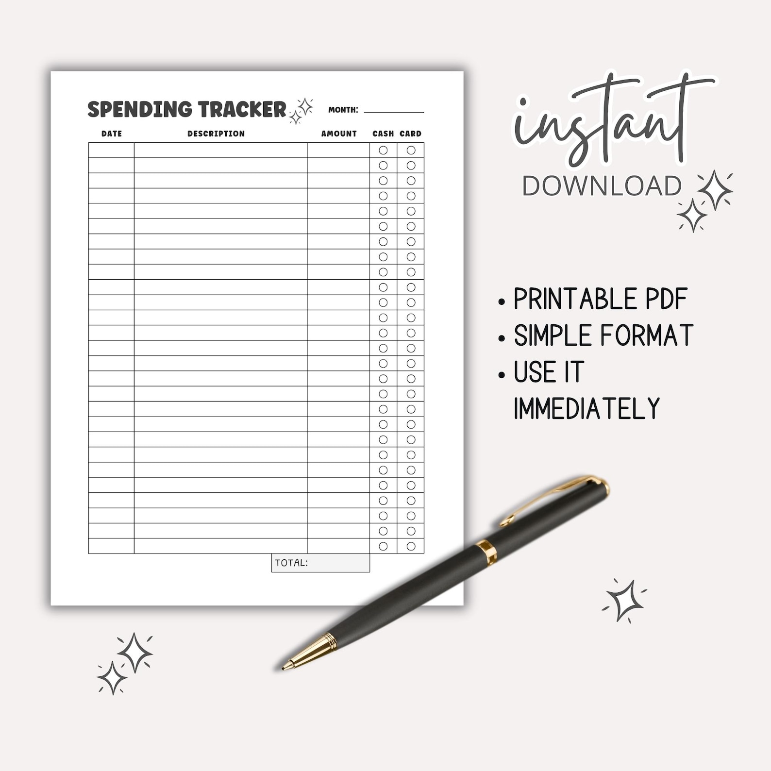 Printable Spending Tracker for Monthly Budget Expense Tracker Spending ...