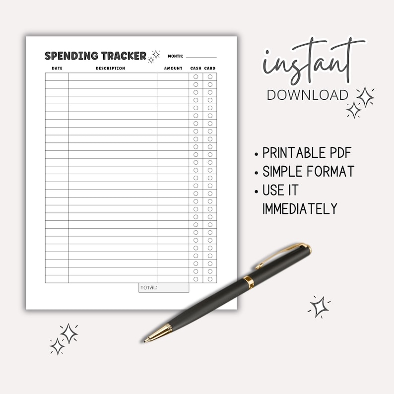 Printable Spending Tracker for Monthly Budget Expense Tracker Spending ...
