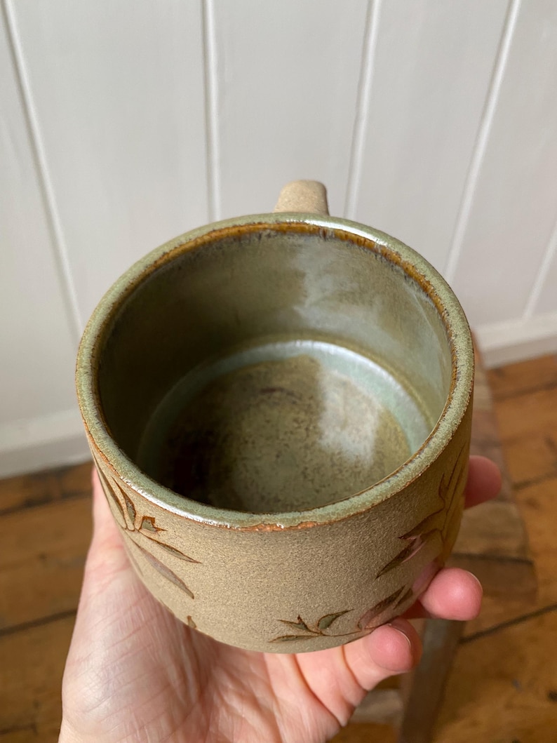 Handmade Ceramic 9oz Mugs - Hand Throw, Hand Drawn, Botanical Leaf ...