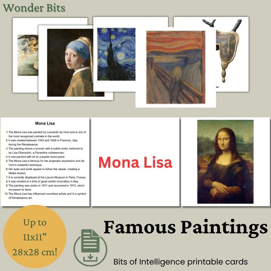 Famous Paintings of the World | Printable Digital Learning Flashcards ...