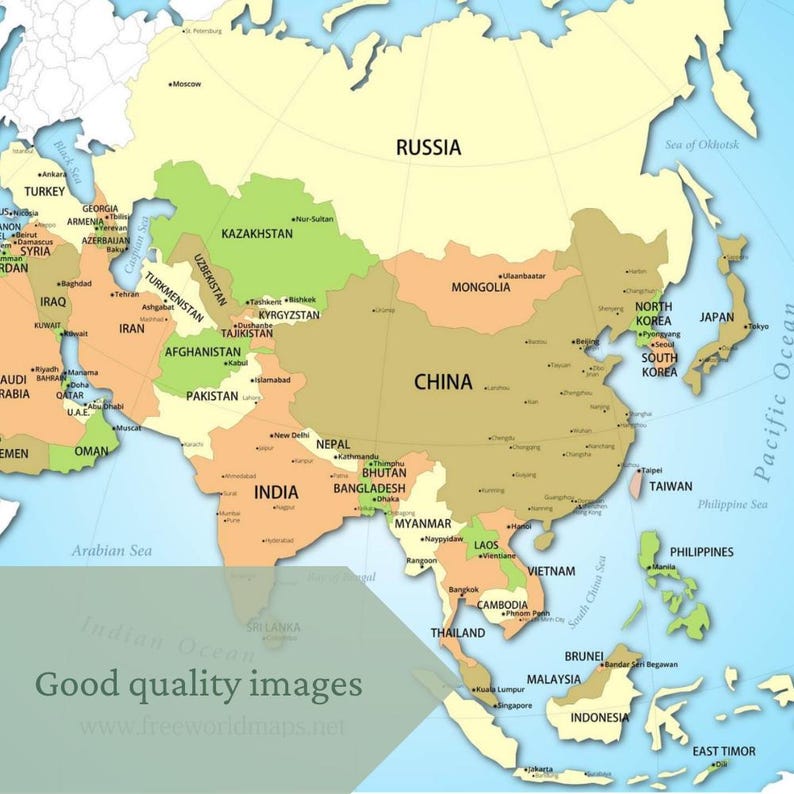 Asia Countries Flashcards: Kids' Learning, Homeschool Printable (PDF ...