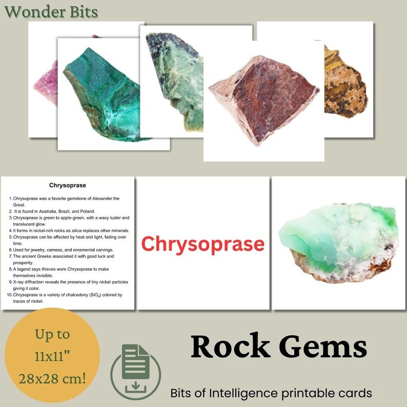 Rock Gems Flashcards: Educational Geology Cards for Kids (PDF & PNG) - Etsy