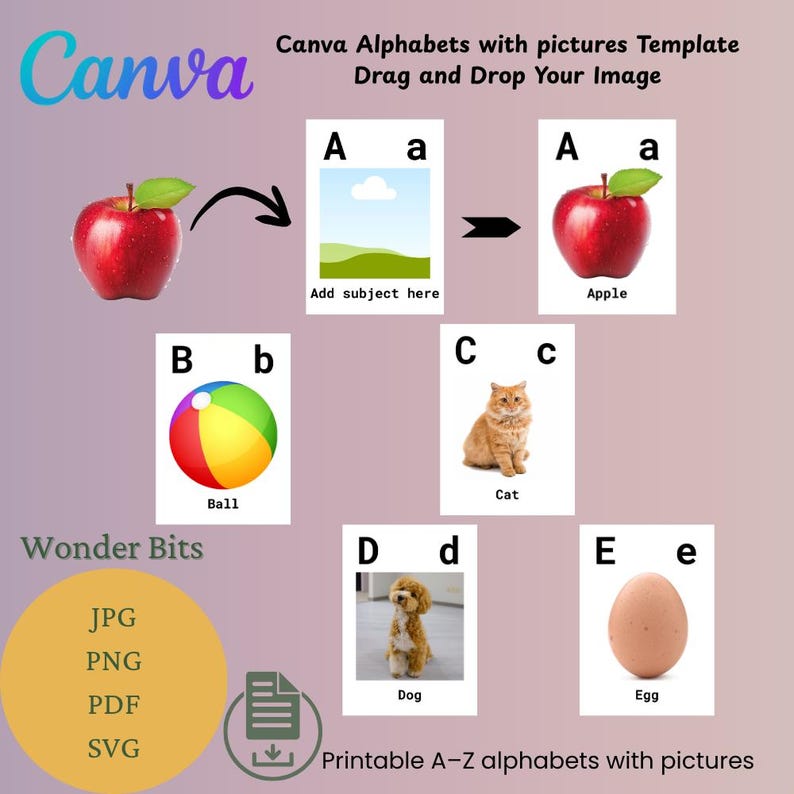 Editable Alphabet Canva Template: ABC Learning Poster (instant Download ...
