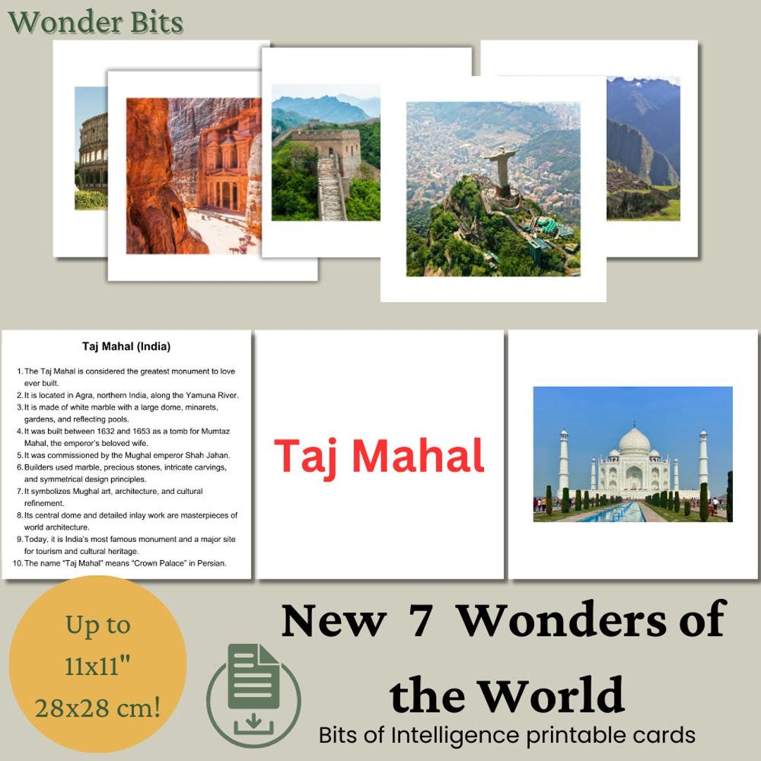 New 7 Wonders of the World Flashcards | Bits of Intelligence Cards ...
