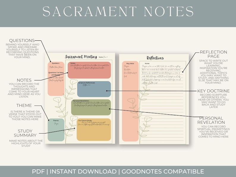 Bible Sacrament Notes Growth Printable | Worship Service Notes | Study ...