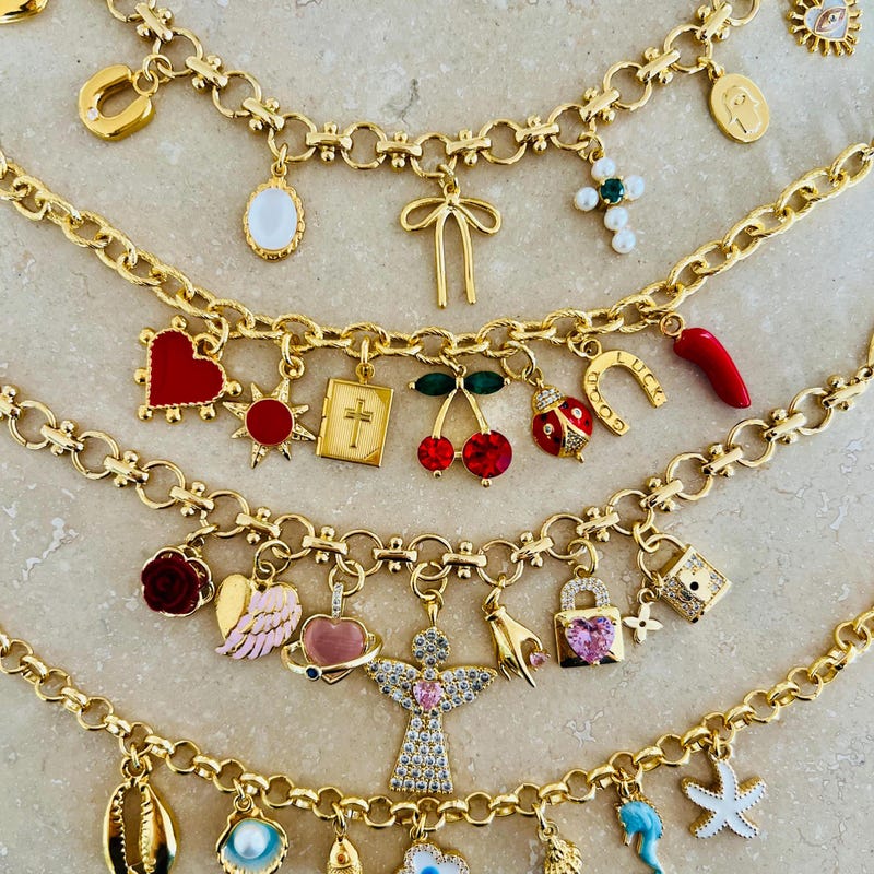 Gold Charm Bracelet - Etsy