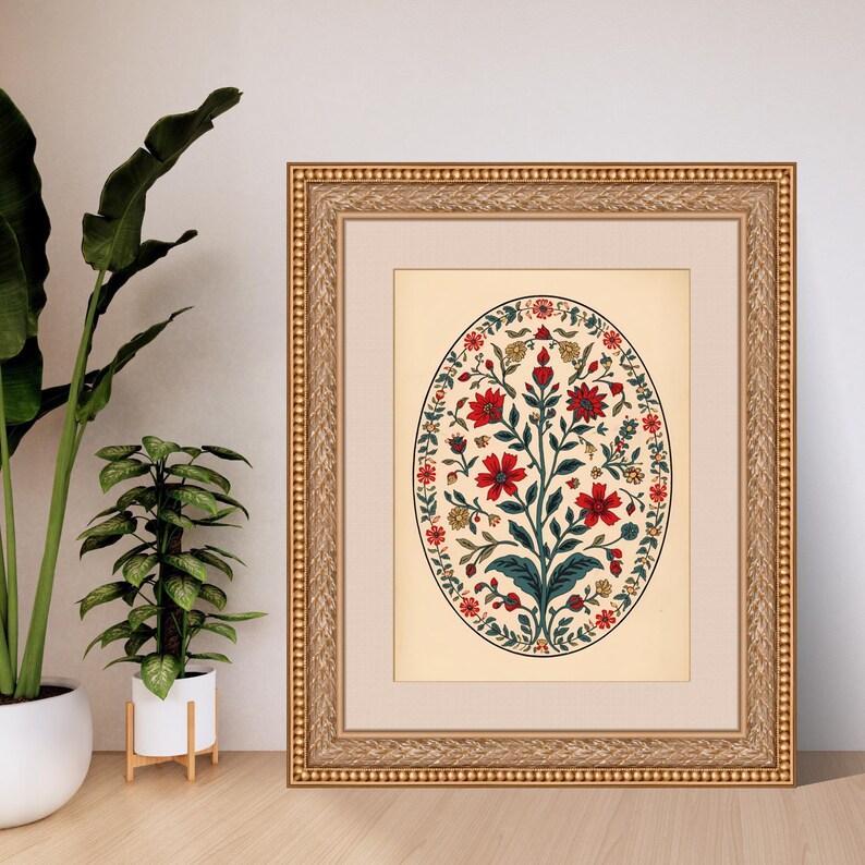 Traditional Floral Art Print, Vintage Indian Folk Art - Etsy