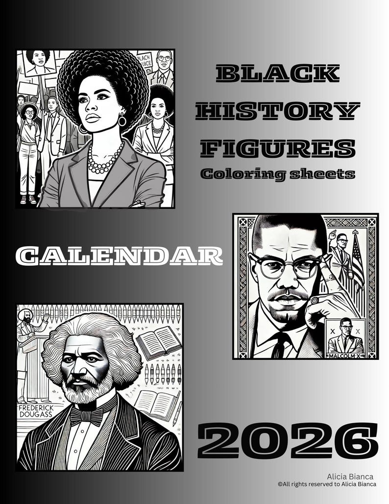 BLACK HISTORY HEROS - 2026 Calendar -color Sheets - Etsy
