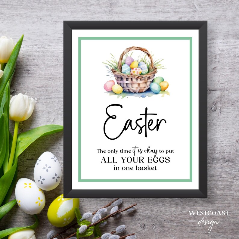 Easter Basket Sign Printable – Whimsical Spring Decor – Bunny Basket ...