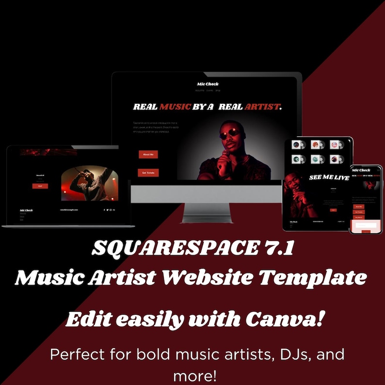 Music Artist Website Template Squarespace 7.1 | Website Template for ...