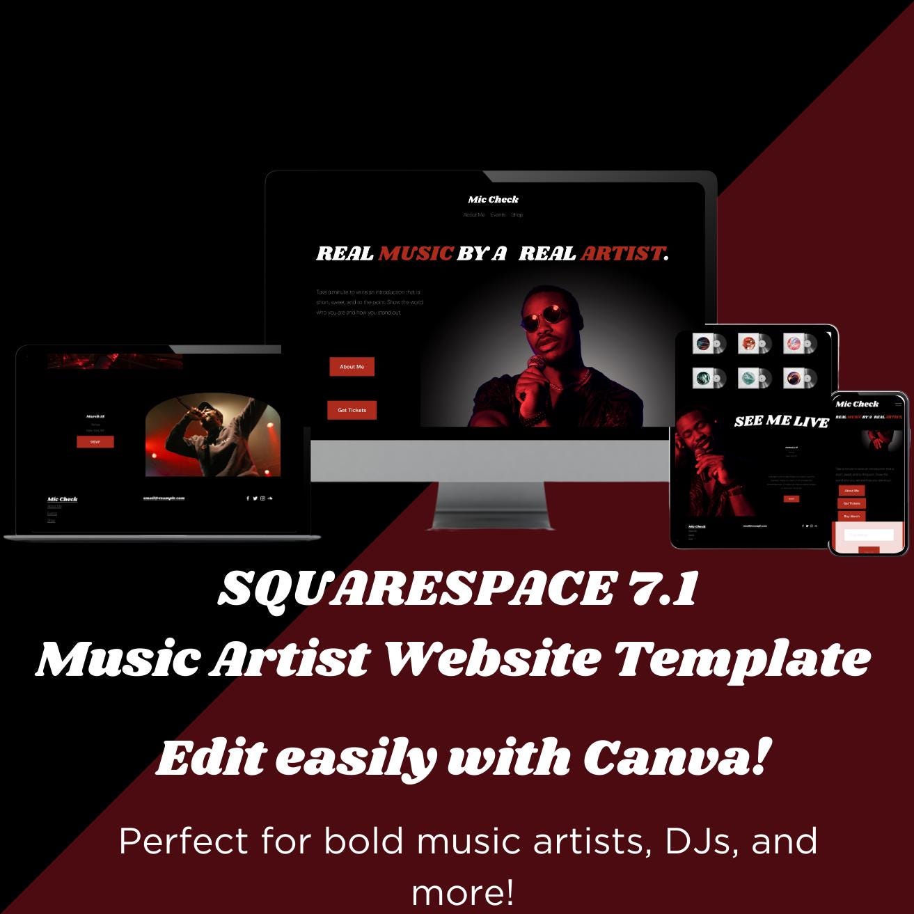 Music Artist Website Template Squarespace 7.1 | Website Template for ...