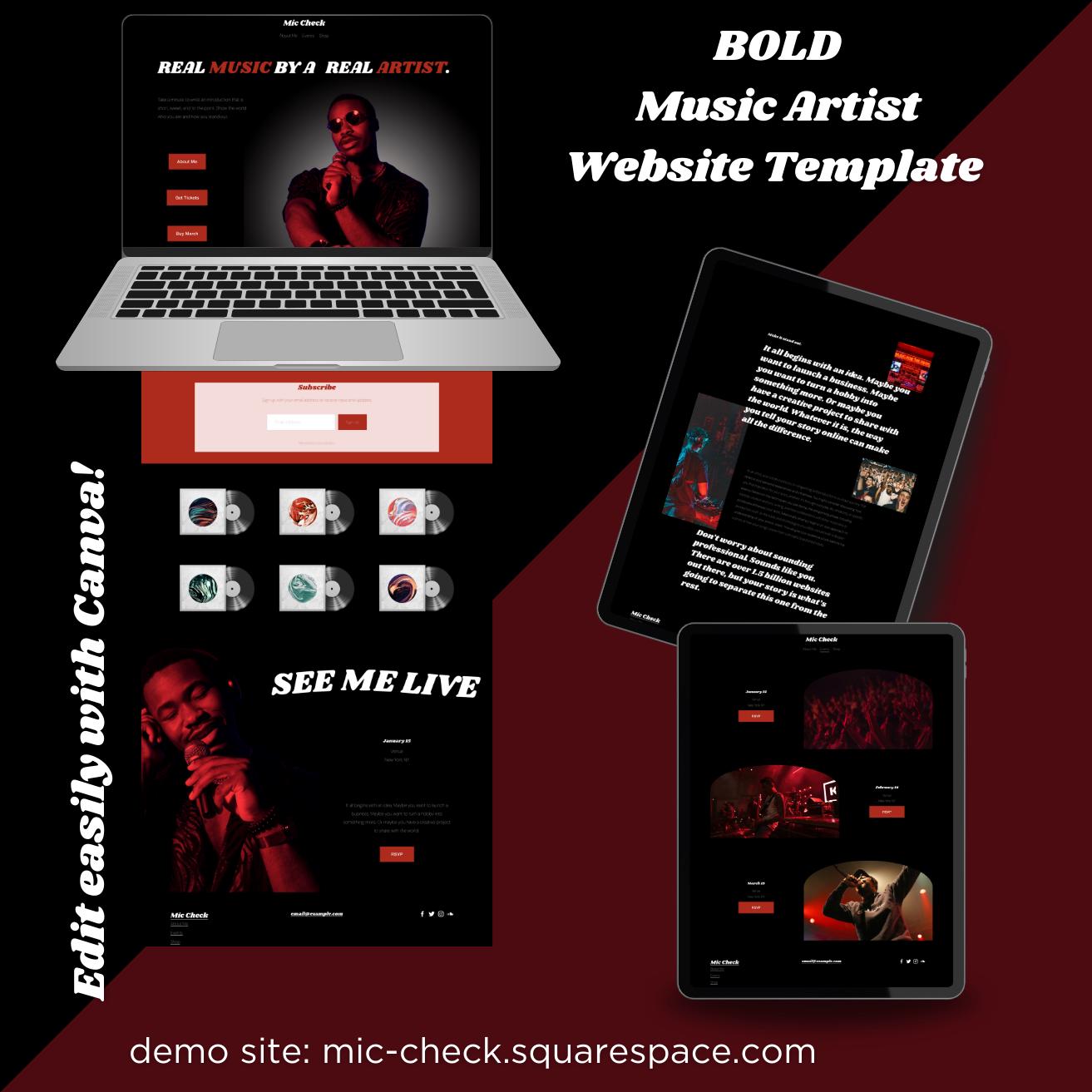 Music Artist Website Template Squarespace 7.1 | Website Template for ...