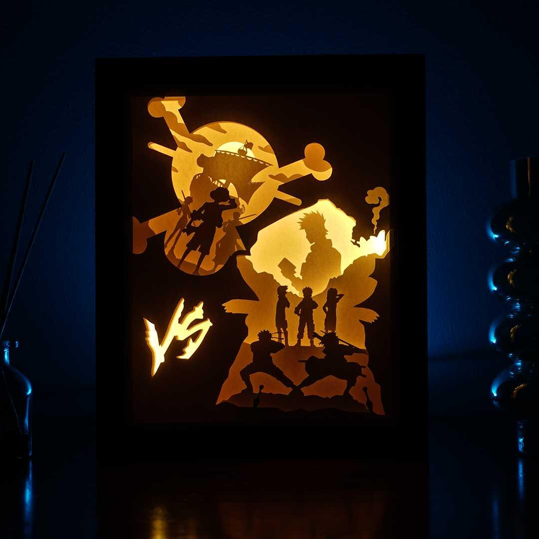One Piece VS Naruto Paper Cut Lightbox Fan Art Night Light Personalized ...