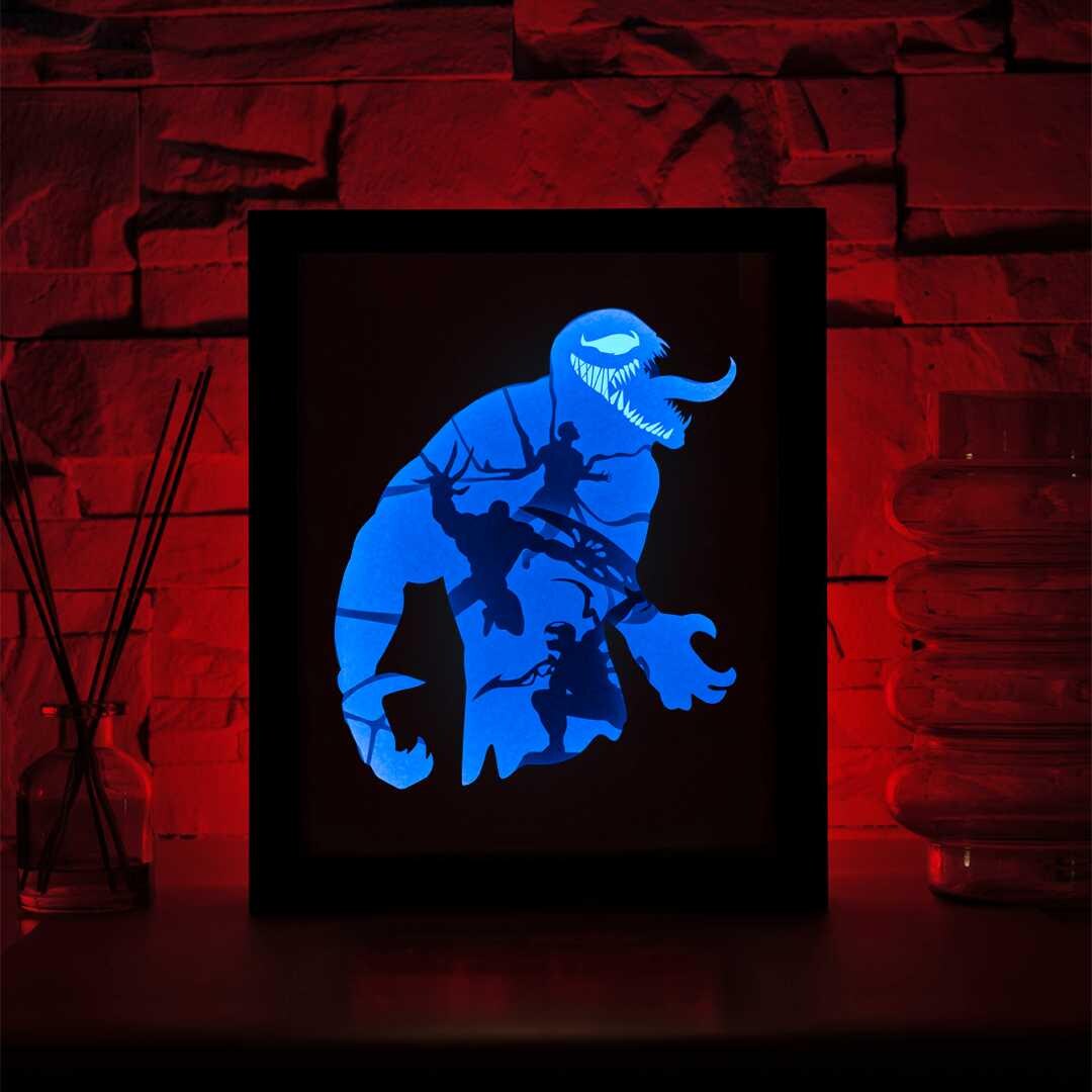 Venom Paper Cut Lightbox Fan Art Night Light Personalized Geek Gift ...