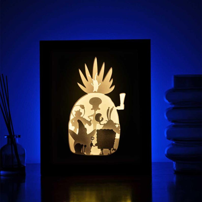 Spongebob Paper Cut Lightbox Fan Art Night Light Personalized Geek Gift ...