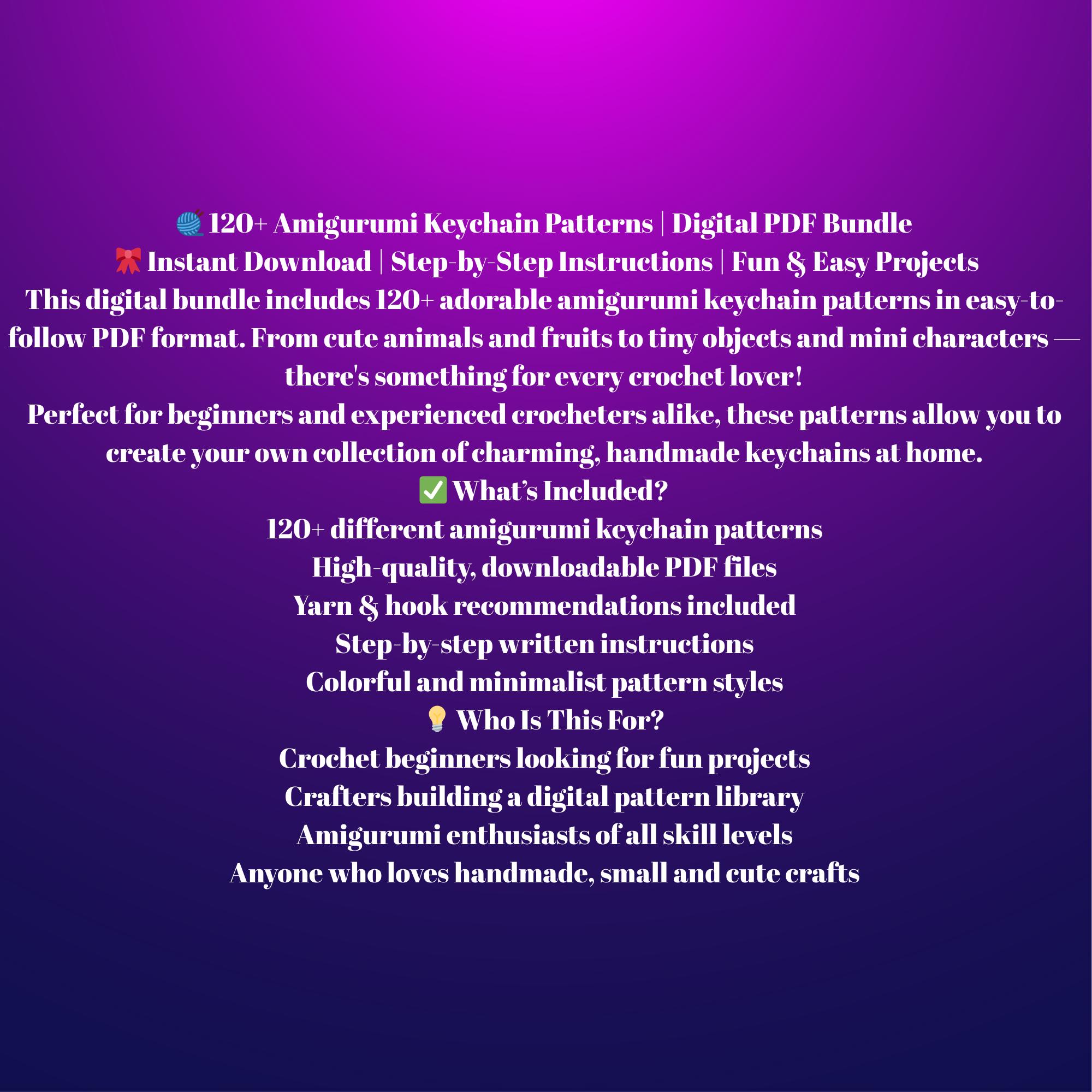 120+keychain Amigurumi Crochet Pattern Bundle, Miniature Crochet, Cute ...