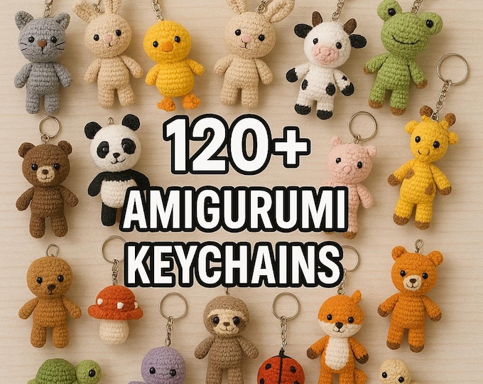 120+keychain Amigurumi Crochet Pattern Bundle, Miniature Crochet, Cute ...