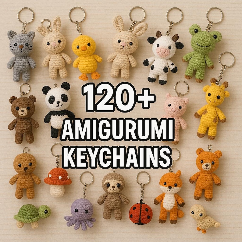 Keychain Amigurumi Crochet Pattern Bundle 120 Miniature Plushie