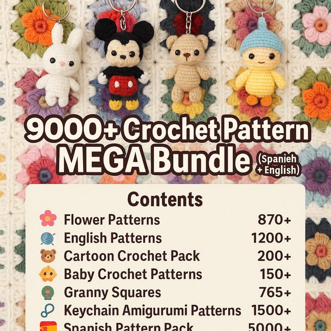 9000+ Crochet Pattern MEGA Bundle: Amigurumi, Dolls, Animals (PDF ...