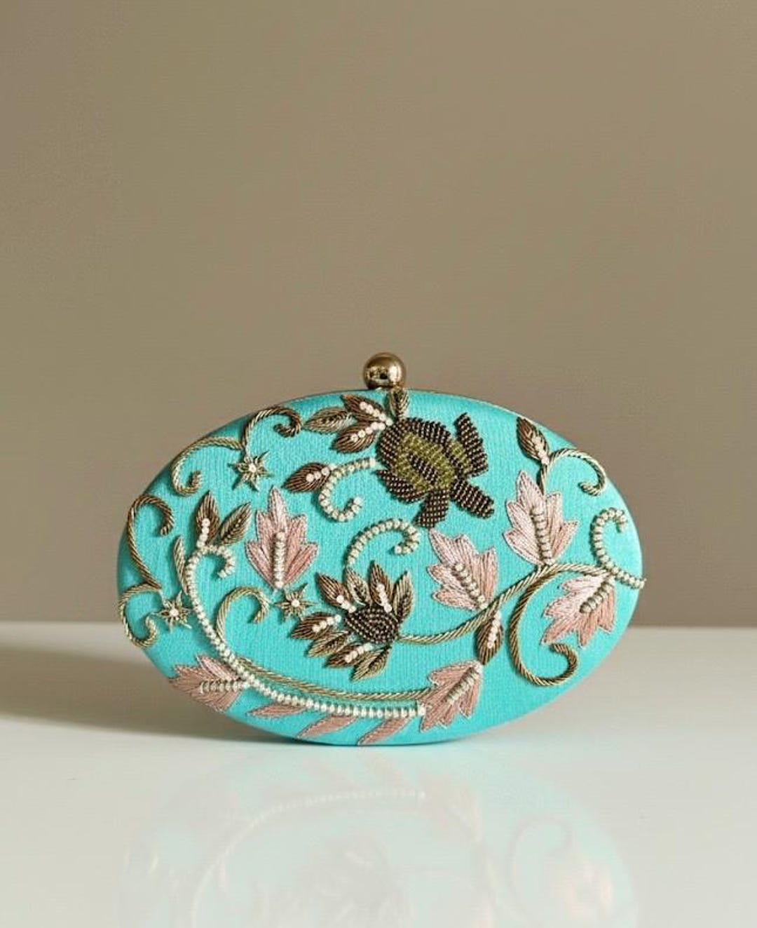 Miami Blue Clutch Purse With Unique Oval Shape for Statement Party ...