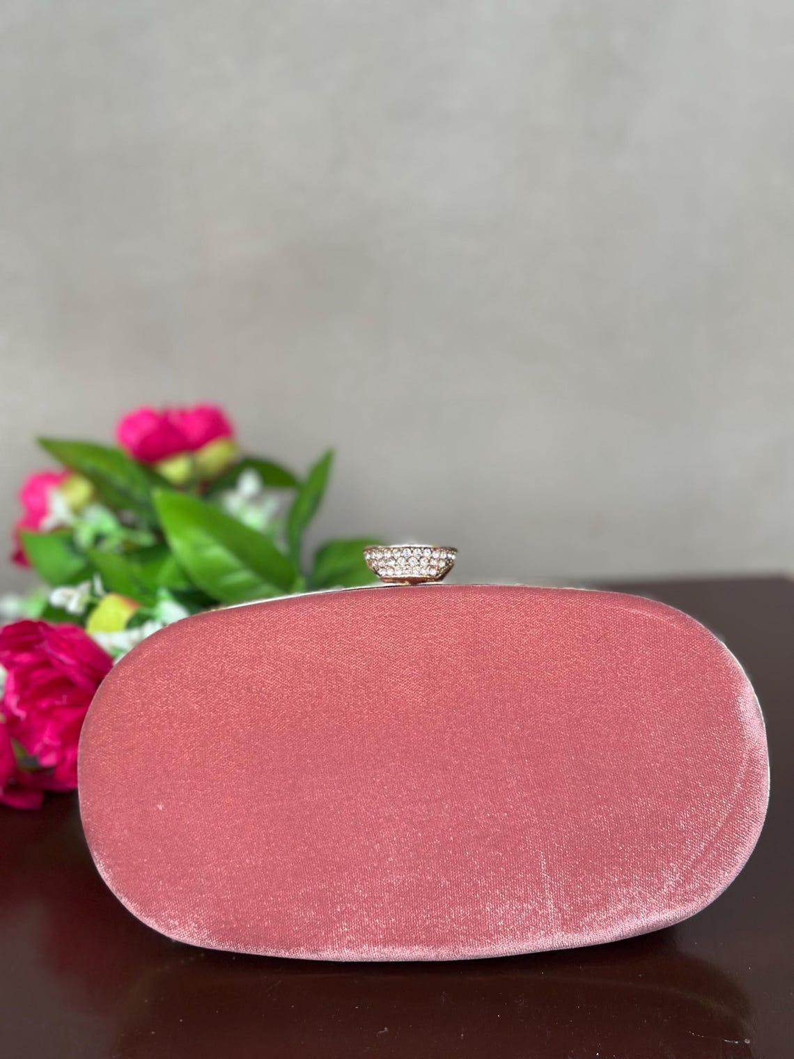 KAVI Pink Clutch Purse With Gold Detailing, Hard Gold Clutch Crossbody ...