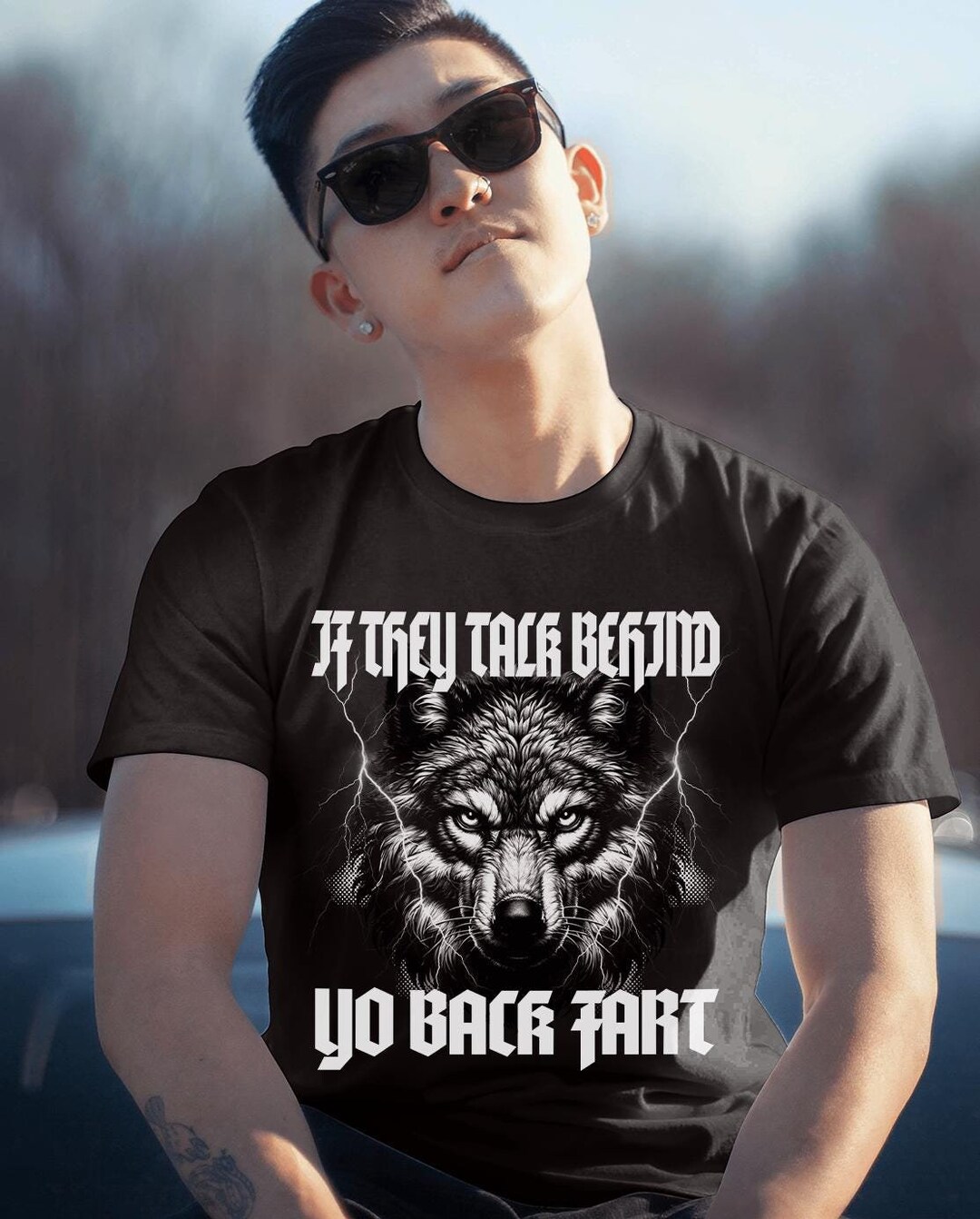 If They Talk Behind Your Back Fart Wolf Meme T-shirt, Sitting Wolf Meme ...
