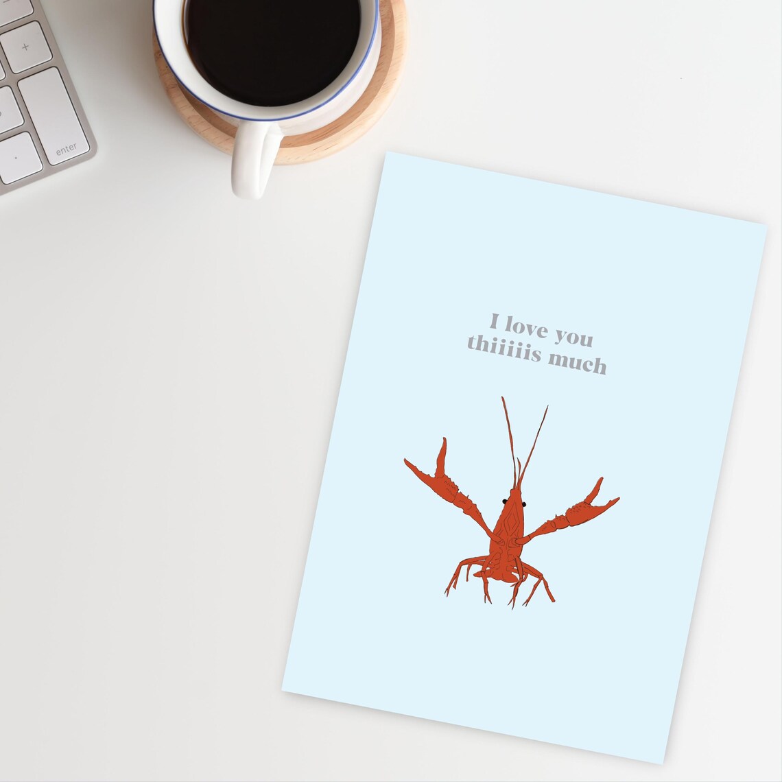 Crawfish Greeting Card Printable, New Orleans Coastal Greeting Card ...