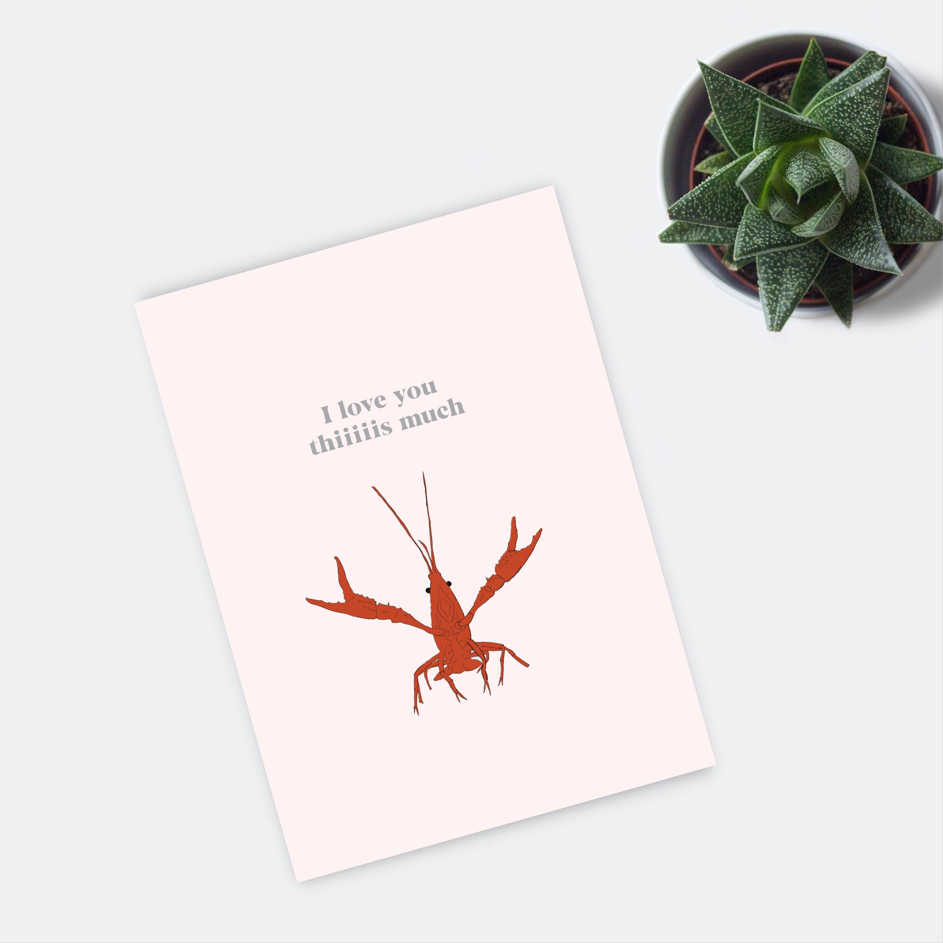 Crawfish Greeting Card Printable, New Orleans Coastal Greeting Card ...