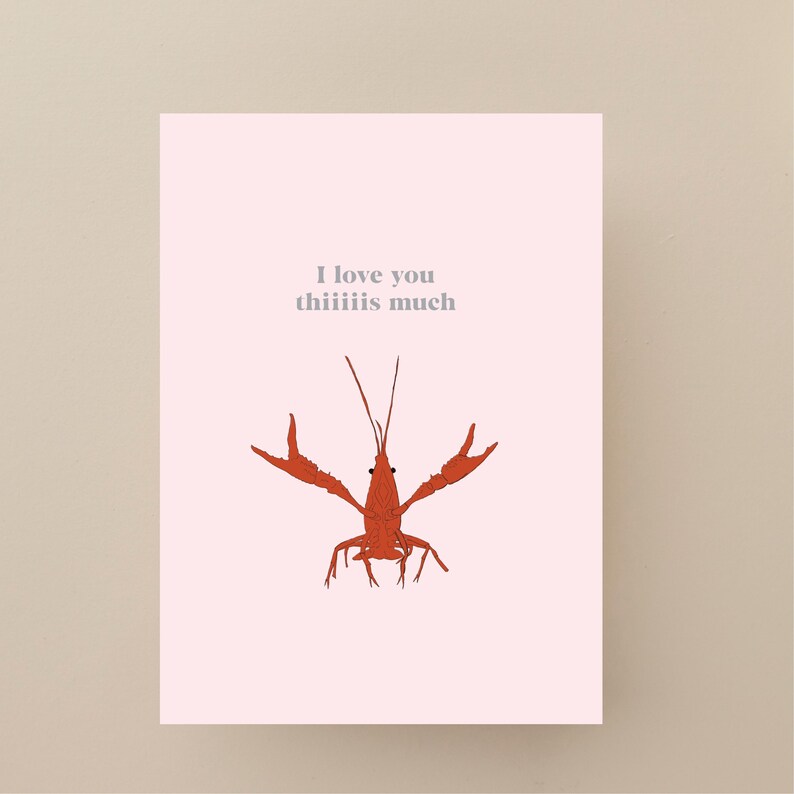 Crawfish Greeting Card Printable, New Orleans Coastal Greeting Card ...
