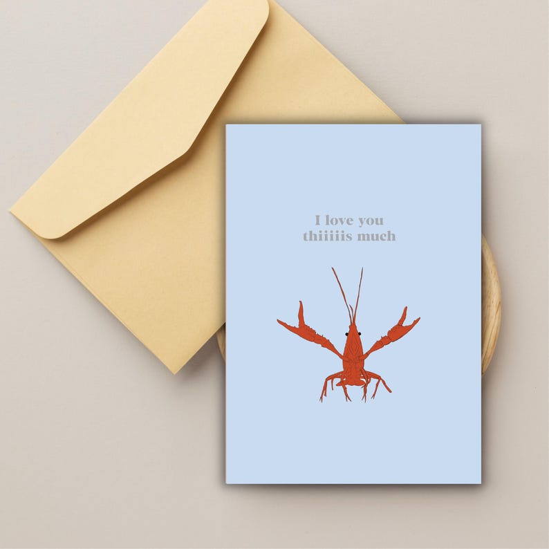 Crawfish Greeting Card Printable, New Orleans Coastal Greeting Card ...
