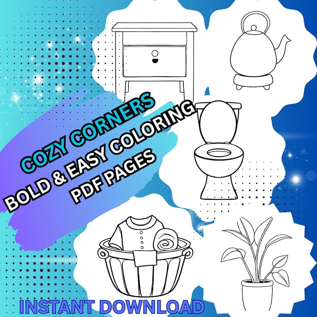 COZY CORNERS Bold & Easy Coloring Pages - Etsy