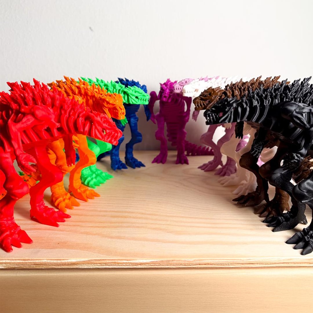 Fully Articulated Skeletonized Godzilla Figure Bone Fossil Multi Color ...