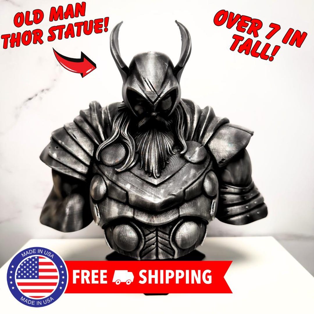 Old Man Thor Silver Antique Bust Handmade Marvel Inspired Statue Unique ...