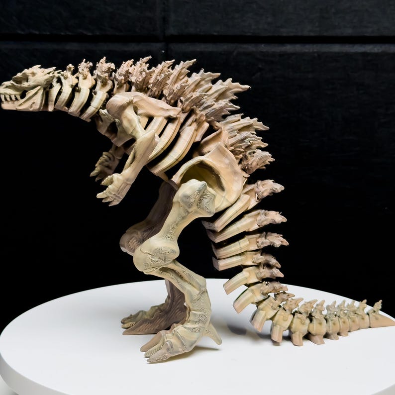 Fully Articulated Skeletonized Godzilla Figure Bone, Fossil, Chrome, 3D ...