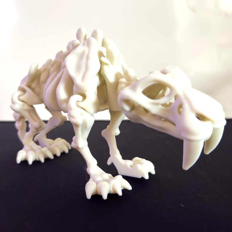 Sabertooth Tiger Skeleton Toy – Articulated Flexible Prehistoric Fossil ...
