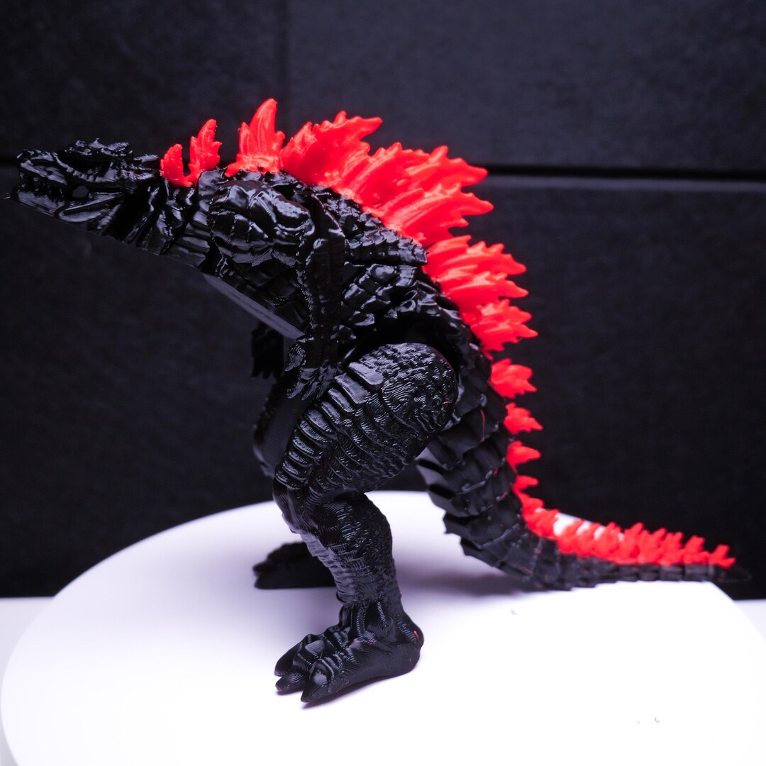Articulated Godzilla Figure: Black With Red Spikes, Poseable Kaiju Toy ...