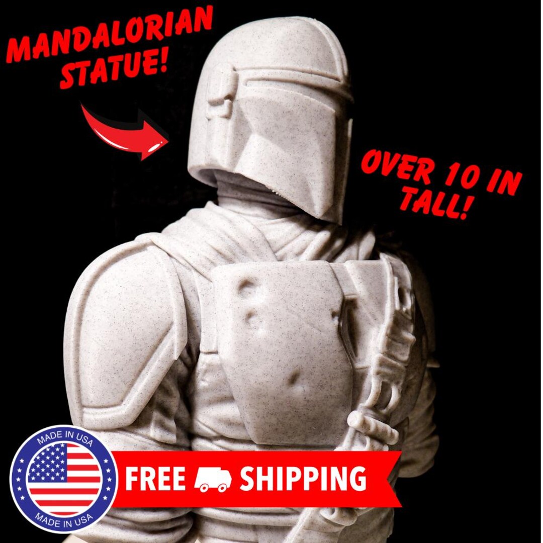The Mandalorian Marble Texture Statue Handmade Modern Star Wars Decor ...