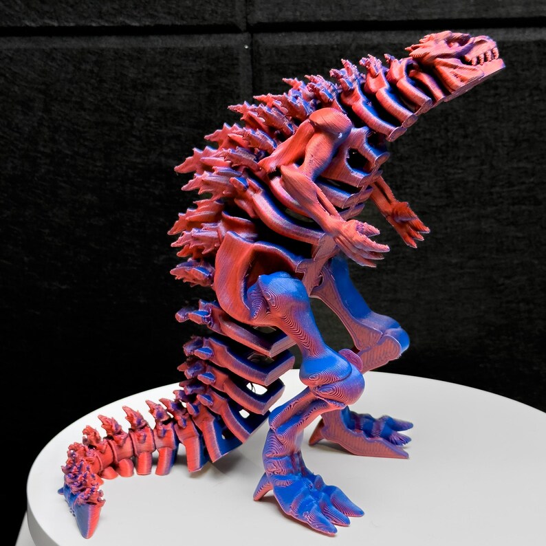 Fully Articulated Skeletonized Godzilla Figure Bone, Fossil, Chrome, 3D ...