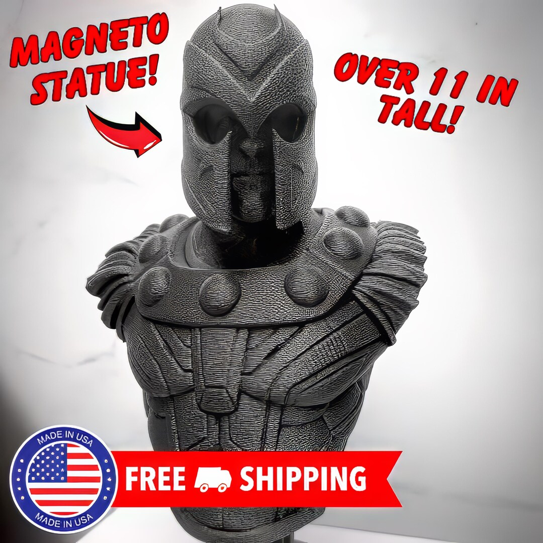 Magneto Black Textured Statue Bust 3D Printed Marvel Villain Decor ...