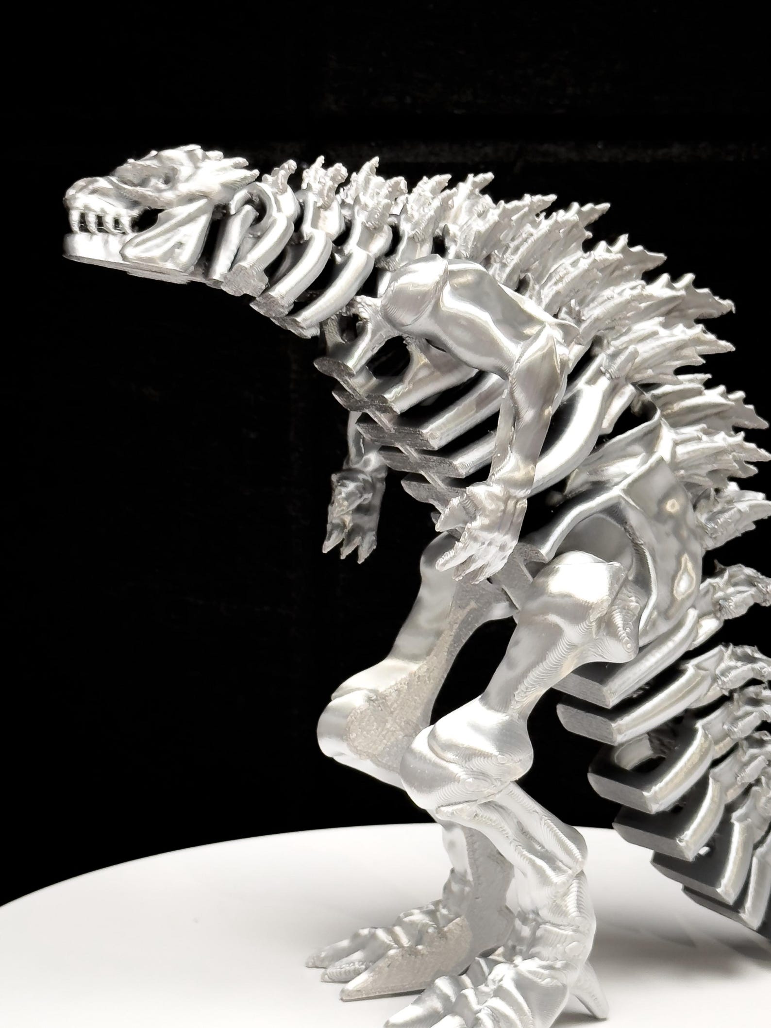 Fully Articulated Skeletonized Godzilla Figure Bone, Fossil, Chrome, 3D ...