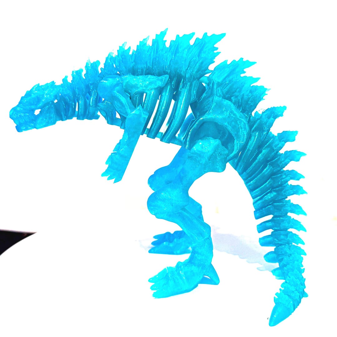 Fully Articulated Skeletonized Godzilla Icey Bright Vibrant Blue Figure ...