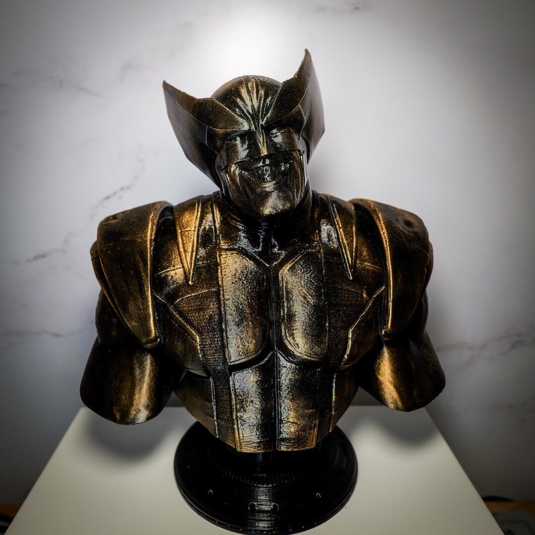 Wolverine Gold Antique Bust 3D Printed Marvel Inspired Statue Unique ...