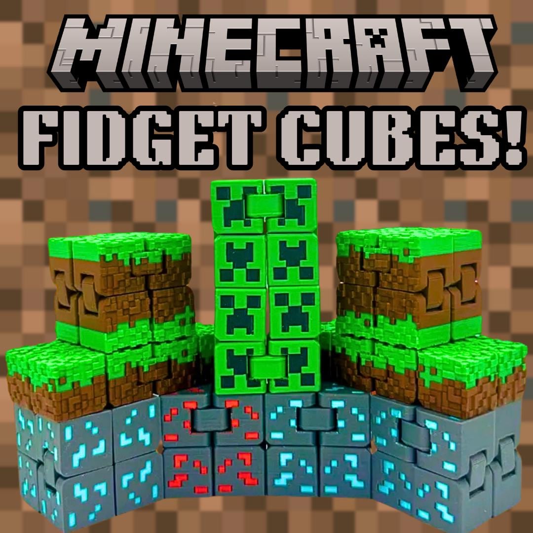 Interactive Minecraft Fidget Cube Blocks Creeper, Grass, Ore Designs ...