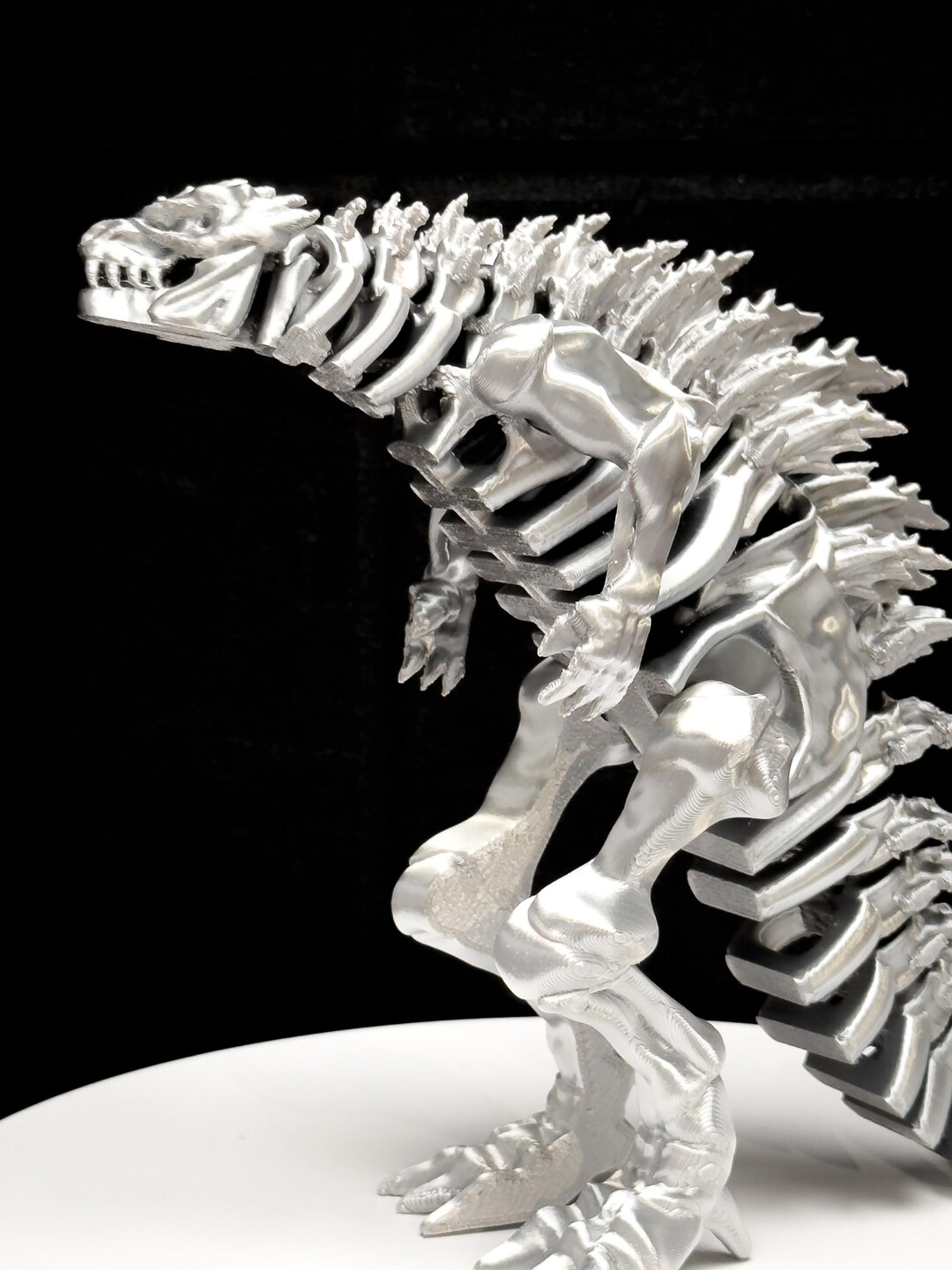 Fully Articulated Chrome Metal Skeletonized Godzilla Figure | Poseable ...